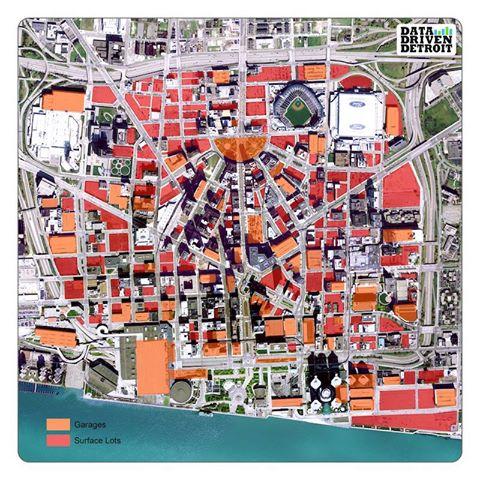 Parking vs. Everything Else: An Aerial Map of Downtown Detroit ...