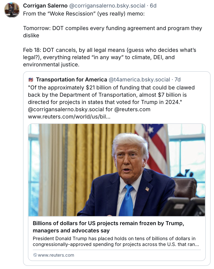 Sec. Duffy Moves to Rescind Billions for 'Woke' Transportation on Feb ...